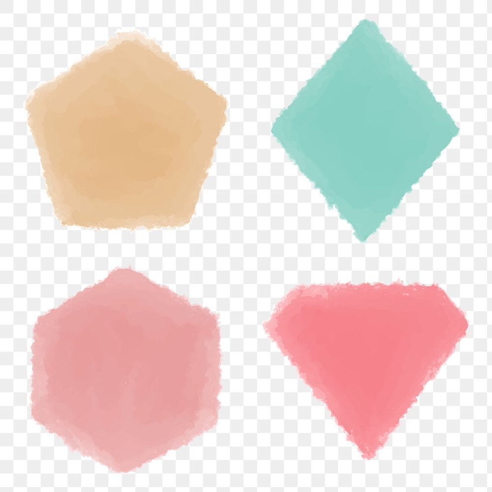 Colorful watercolor geometric shapes set | Free PNG - rawpixel
