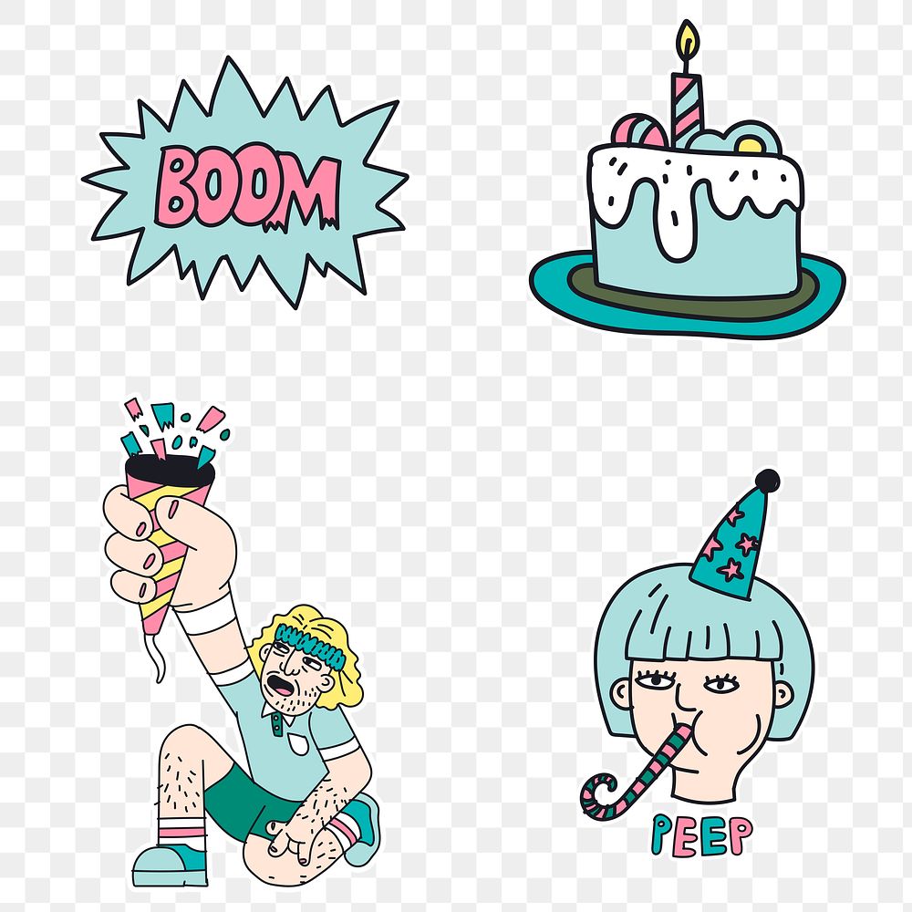 Hand drawn festive stickers collection | Free PNG - rawpixel