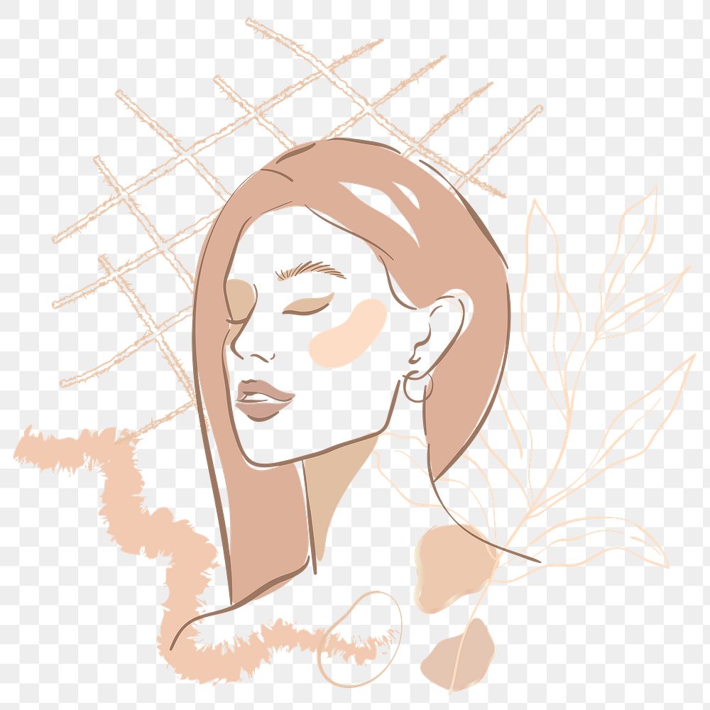 Beige feminine line art design | Premium PNG Sticker - rawpixel