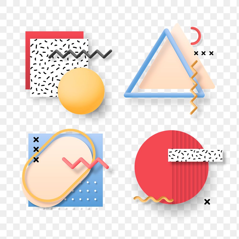 Colorful Memphis design element set | Premium PNG - rawpixel