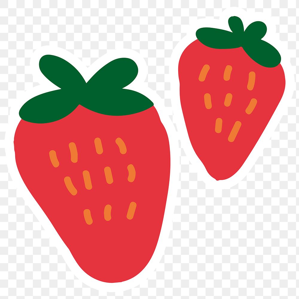 Cute strawberries doodle sticker with a white | Free PNG Sticker - rawpixel