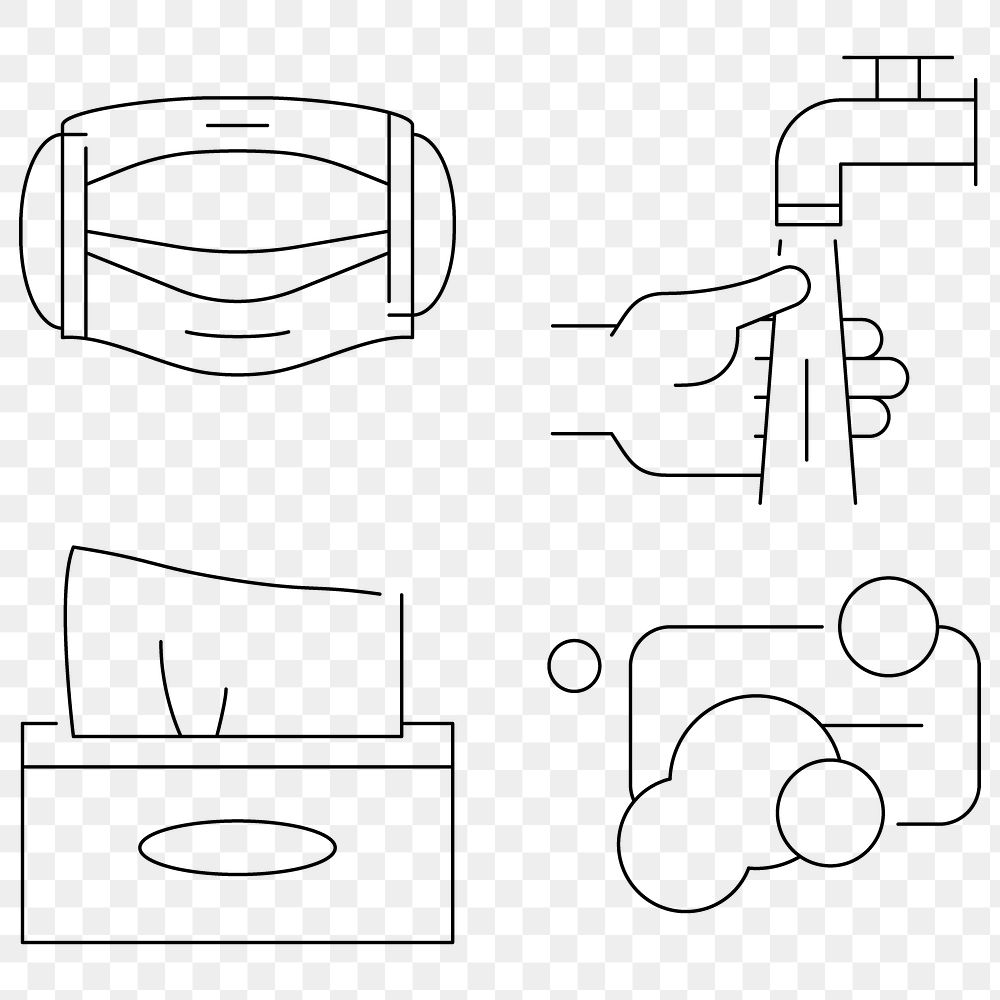 Coronavirus prevention icon set transparent | Free PNG - rawpixel