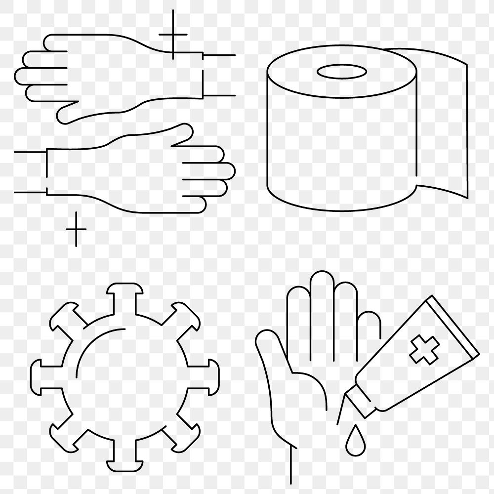 Coronavirus prevention icon set transparent | Free PNG - rawpixel