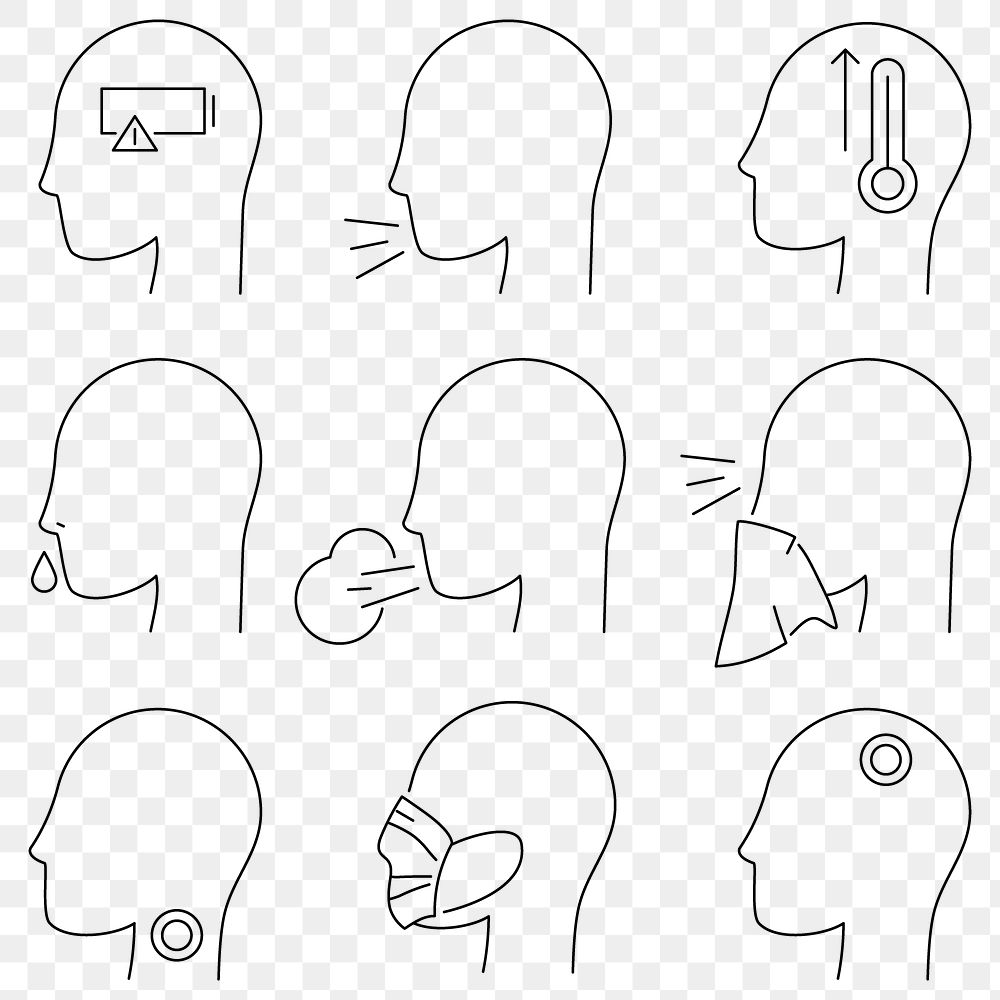 Coronavirus symptoms icon set transparent | Free PNG - rawpixel