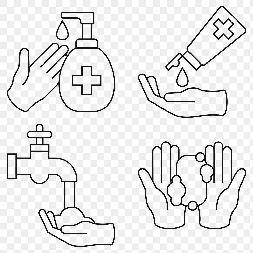 Coronavirus prevention icon set transparent | Free PNG - rawpixel