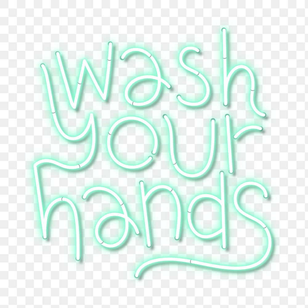 Green wash your hands neon | Free PNG Sticker - rawpixel