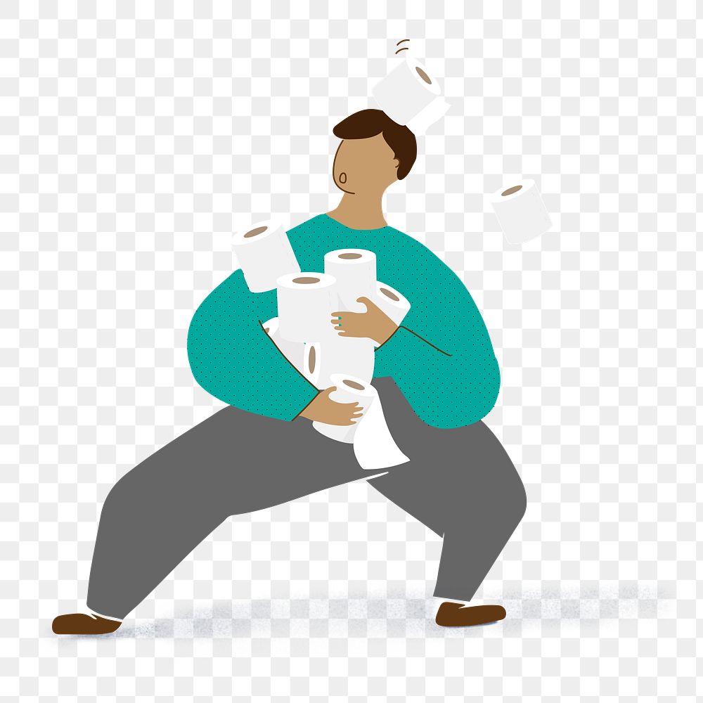 Man hoarding toilet paper covid-19 | Free PNG Sticker - rawpixel