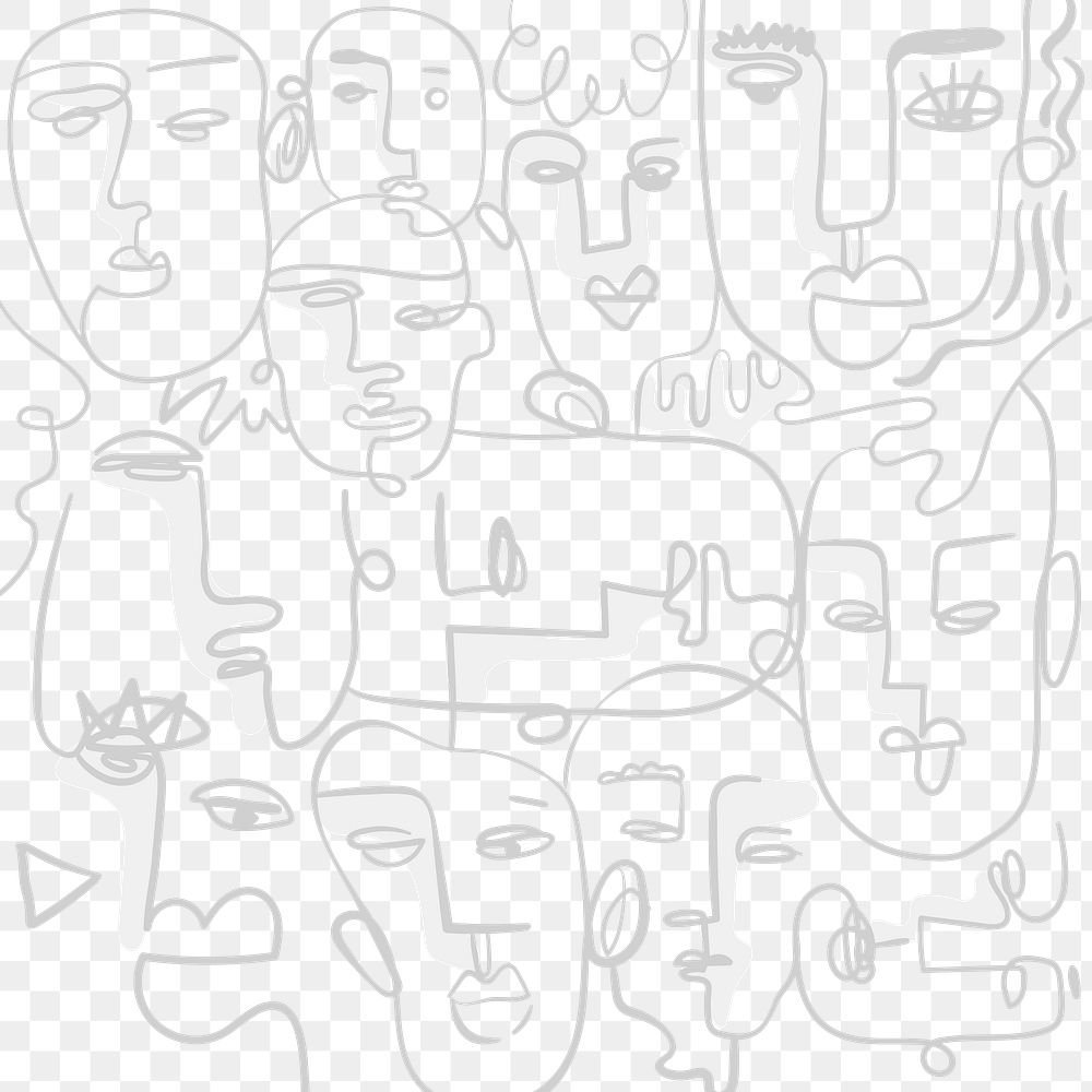 Abstract gray face line drawing | Premium PNG - rawpixel