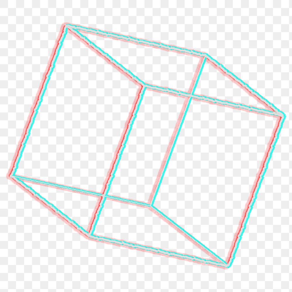3D geometric cube with glitch | Premium PNG Sticker - rawpixel