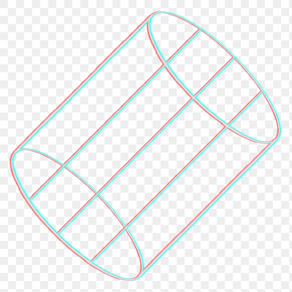 3D cylindrical shape outline with glitch | Free PNG Sticker - rawpixel