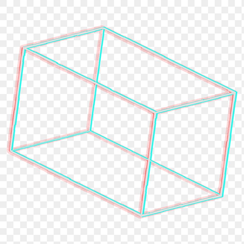 Turquoise 3D cuboid with glitch | Free PNG Sticker - rawpixel