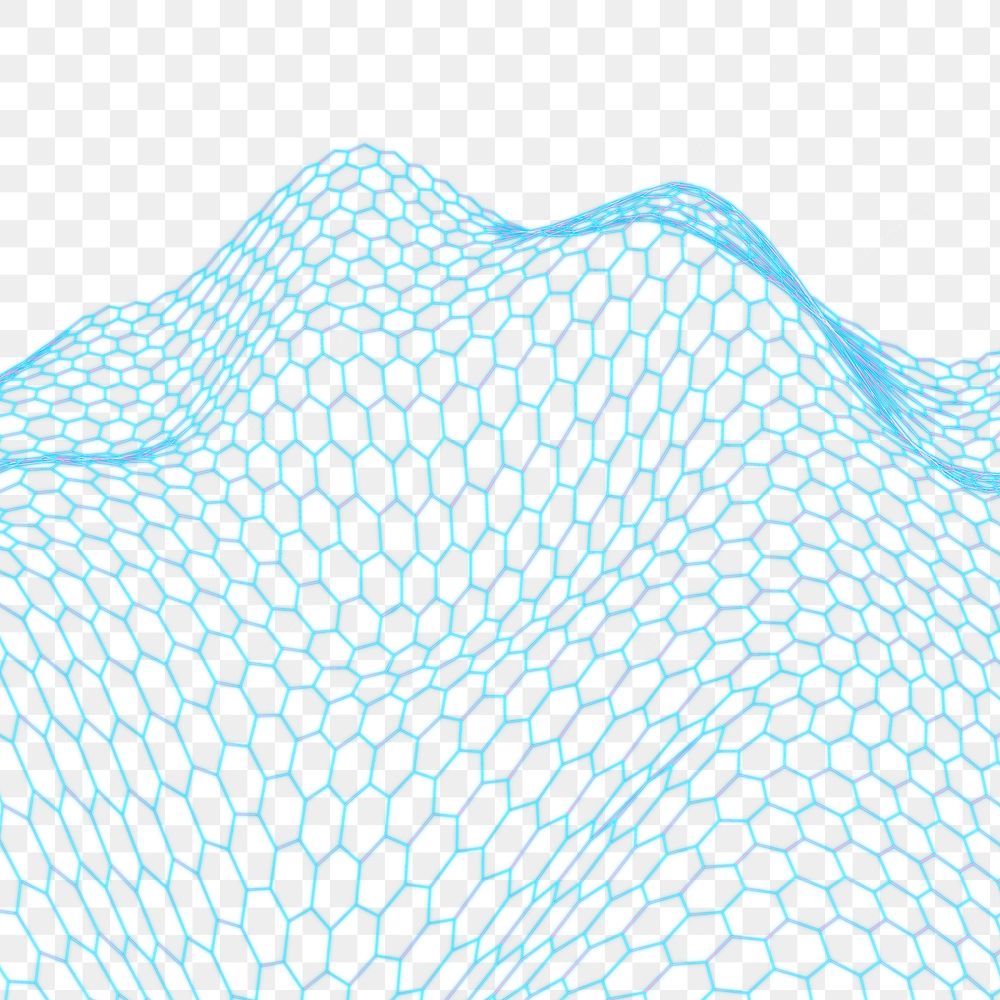 Blue 3D wave pattern design | Free PNG - rawpixel
