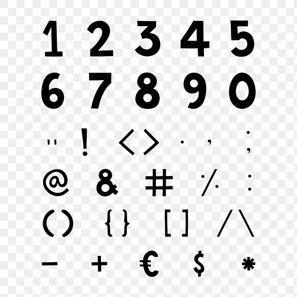 Styled numbers and symbol set | Premium PNG - rawpixel