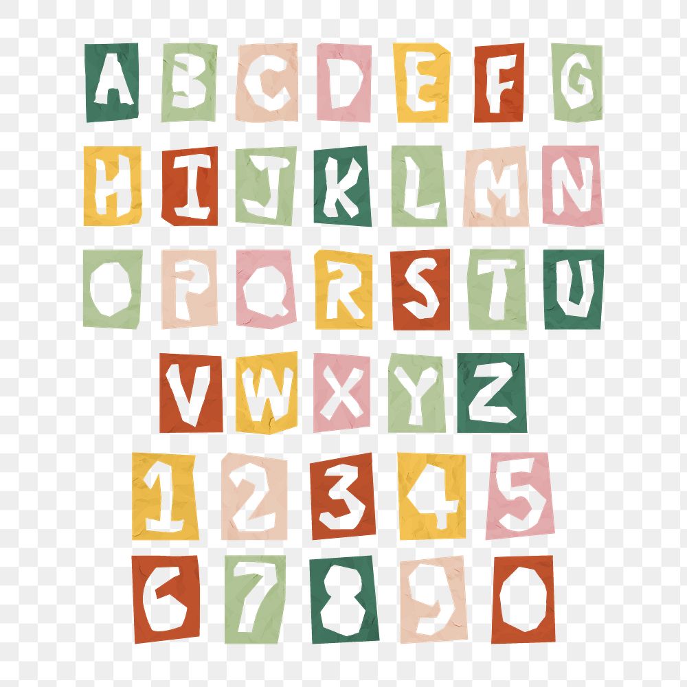 Paper cut alphabet and number | Premium PNG - rawpixel