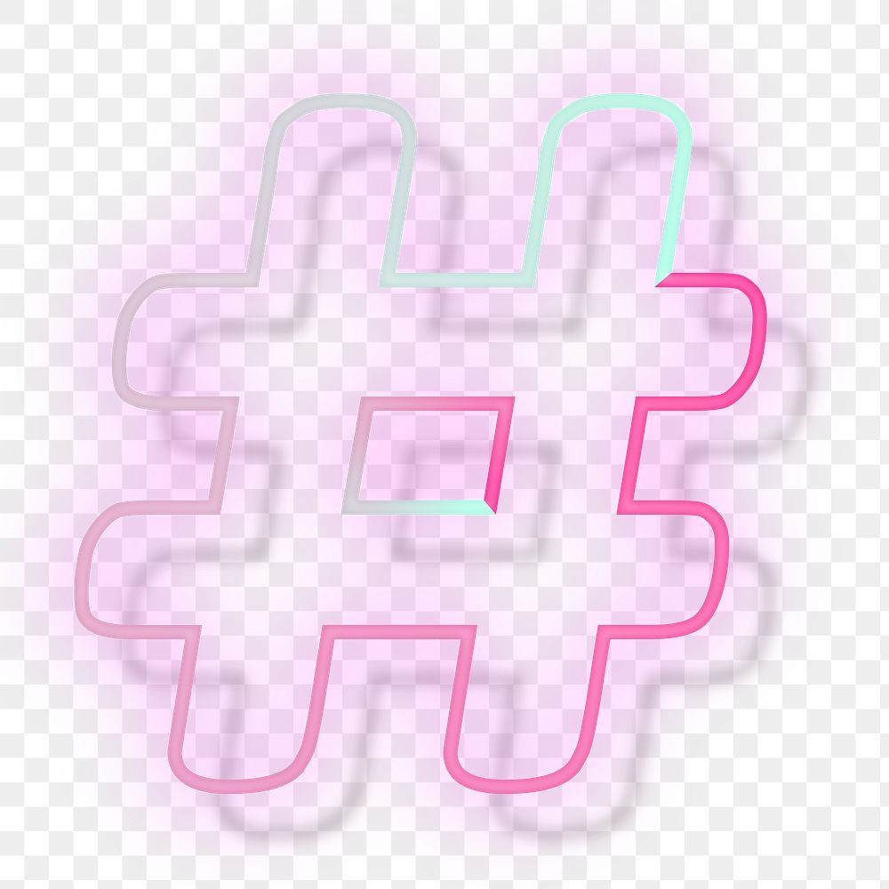 Pink neon glow hashtag symbol | Premium PNG Sticker - rawpixel