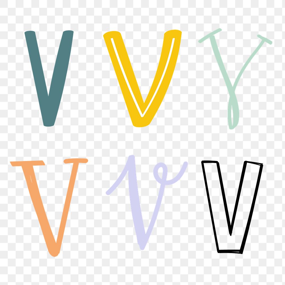 V letter png doodle alphabet | Premium PNG - rawpixel