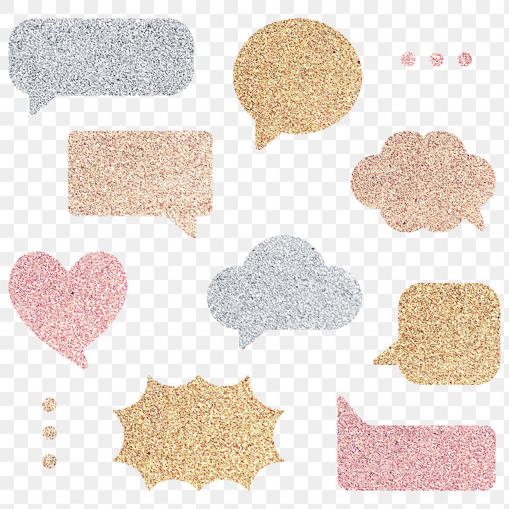 Glitter speech bubble sticker set | Premium PNG - rawpixel
