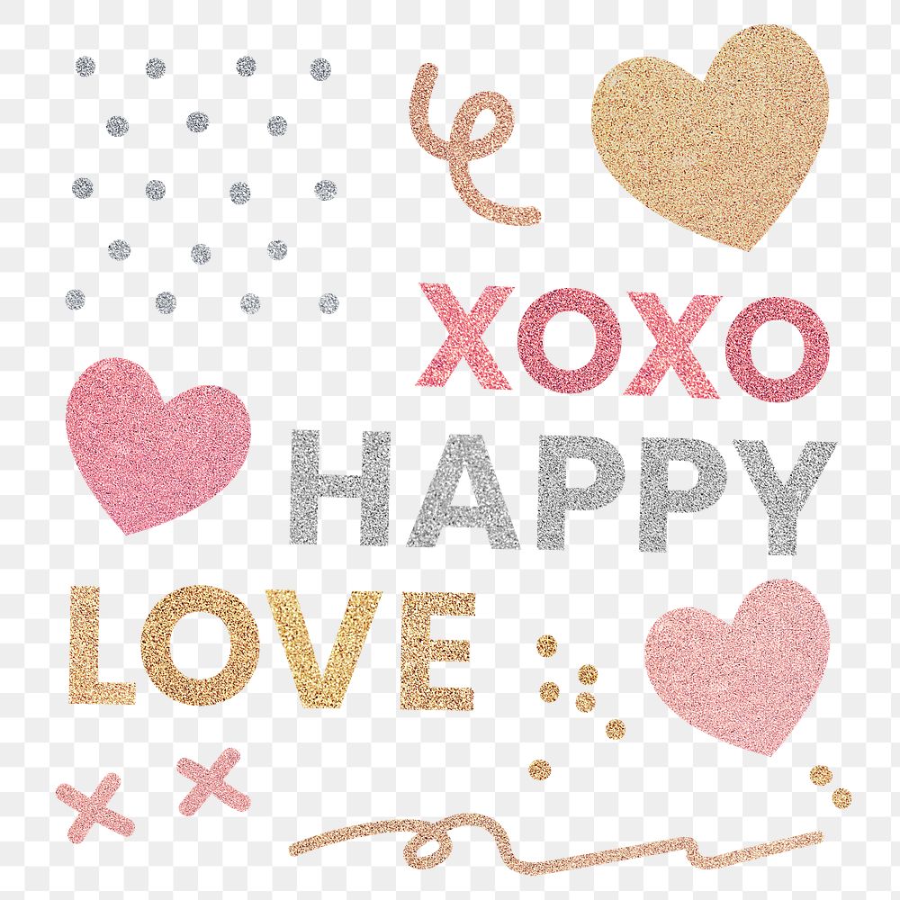 Glitter love theme sticker set | Premium PNG Sticker - rawpixel