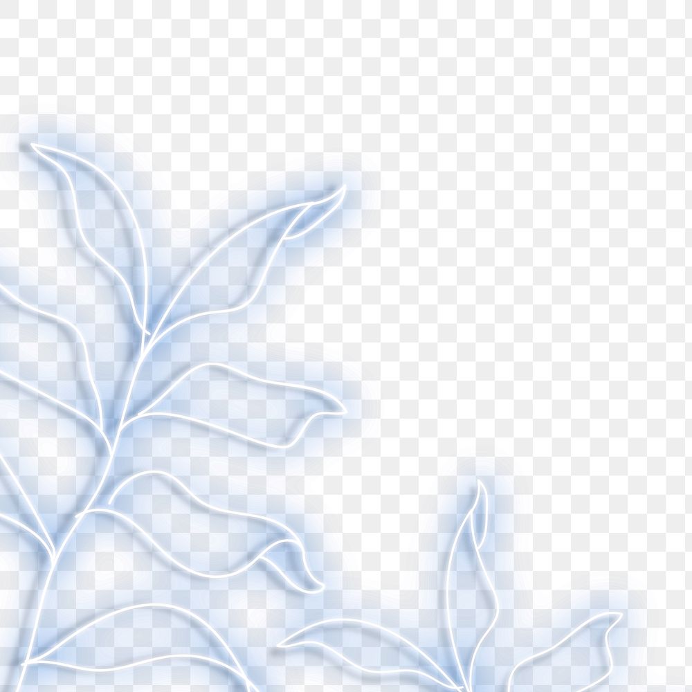 Neon lights rectangle frame with leaves | Premium PNG - rawpixel