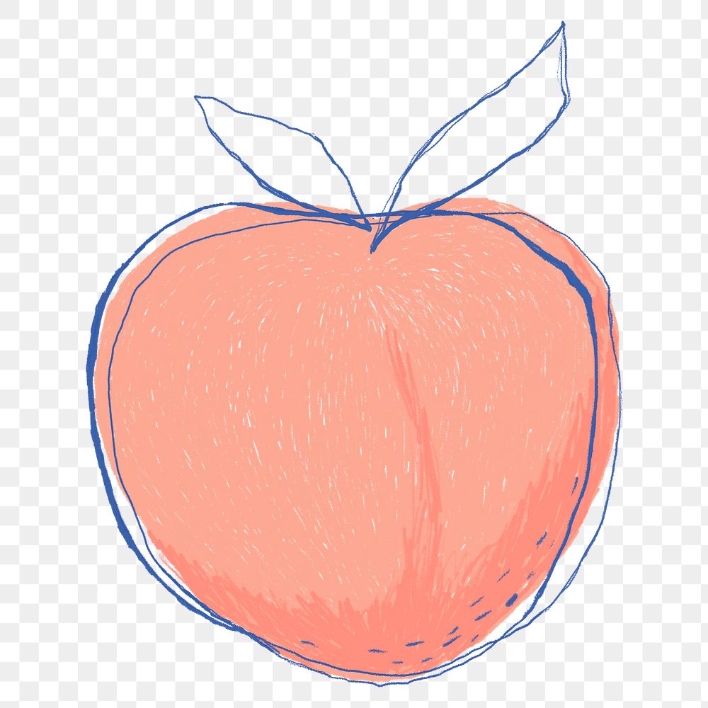 Doodle art fruit peach png | Premium PNG Sticker - rawpixel