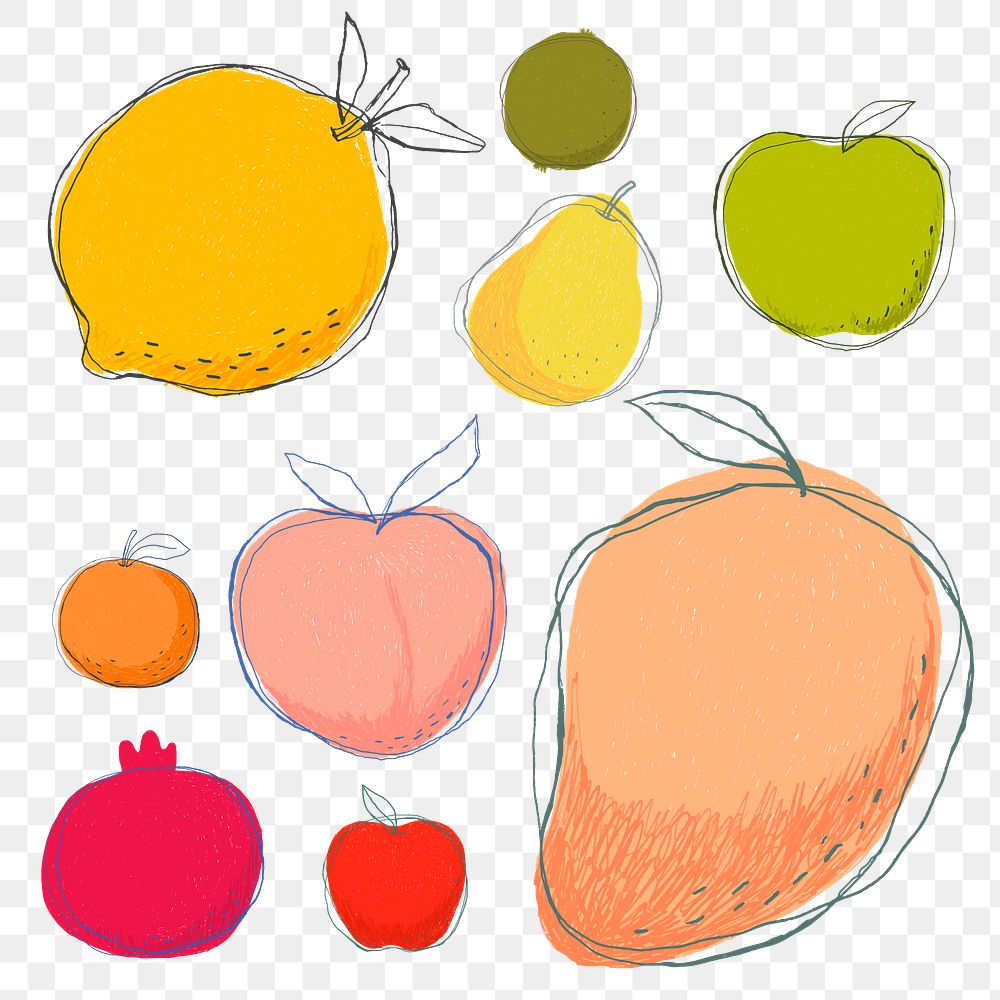 Cute doodle art fruits png | Premium PNG - rawpixel