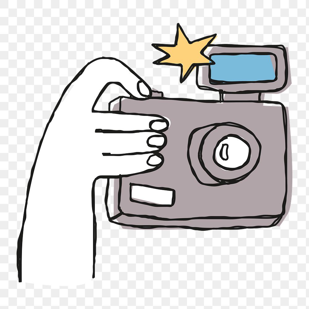 Colorful hand drawn camera transparent | Premium PNG Sticker - rawpixel