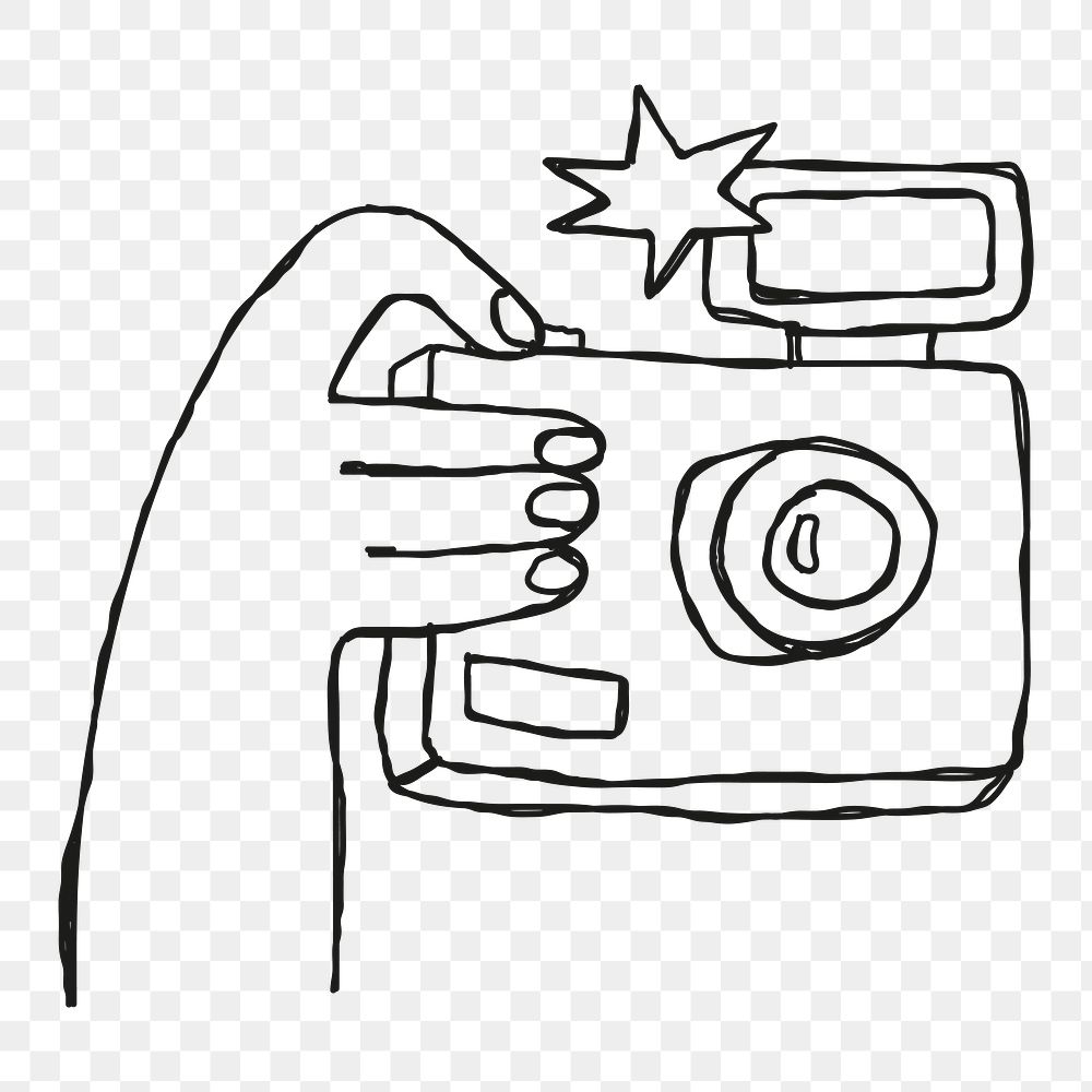 Minimal hand drawn camera transparent | Premium PNG Sticker - rawpixel