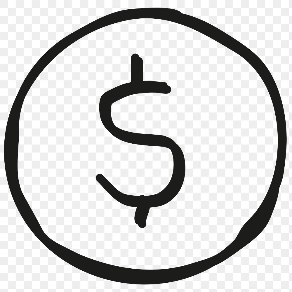 Hand drawn dollar coin transparent | Free Icons Sticker - rawpixel
