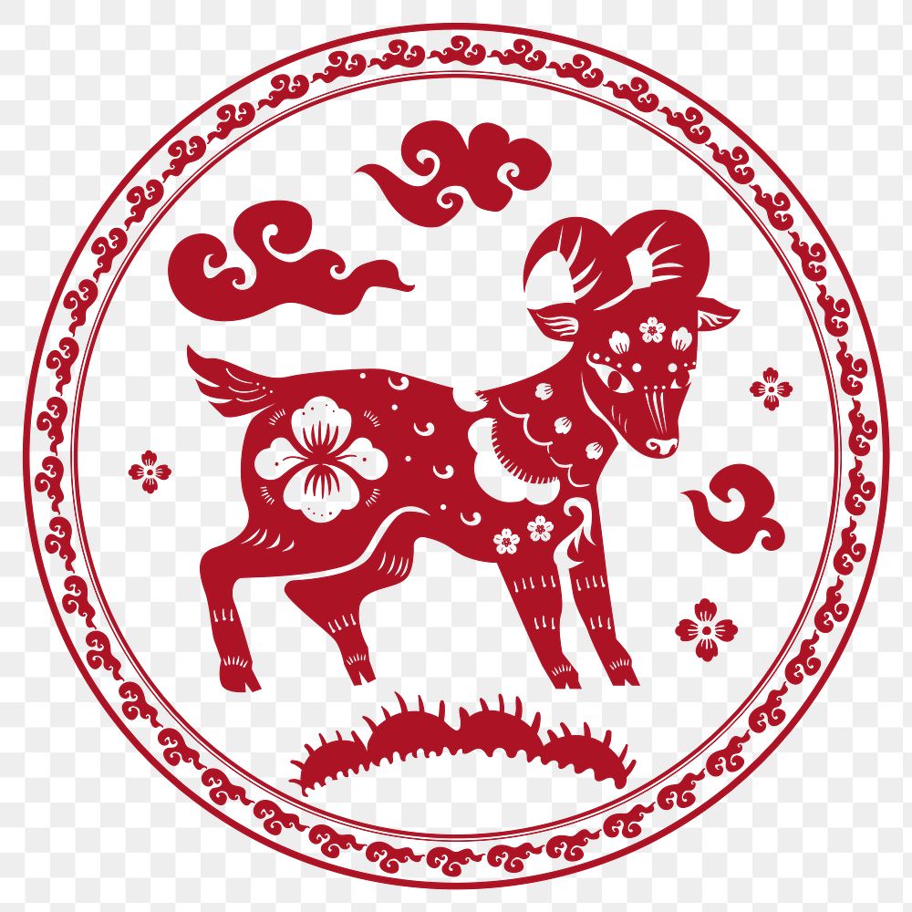 Goat year red badge png | Free PNG - rawpixel