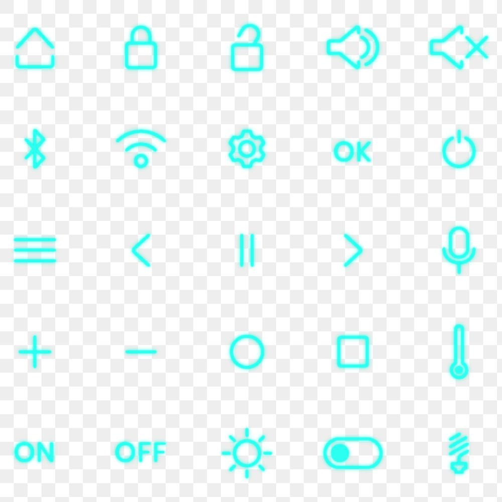 PNG icons glowing neon blue | Free PNG - rawpixel