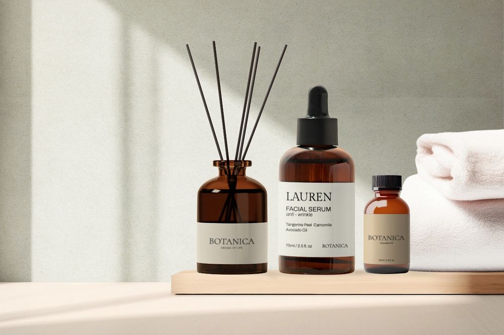 Minimal bathroom essentials product mockup, | Premium Scene Creator ...