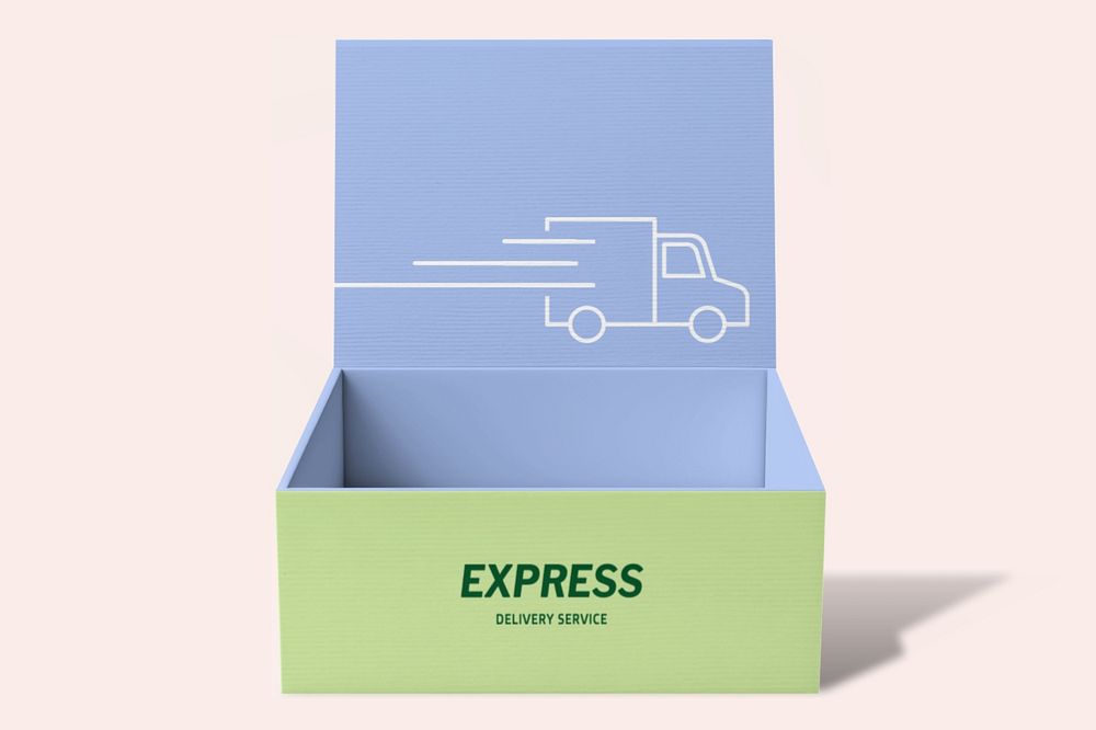 Blue & green parcel box | Premium Mockup Generator - rawpixel