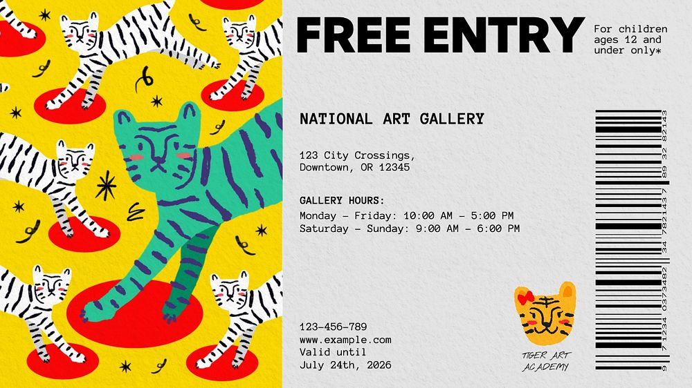 Art gallery entrance pass template | Premium Editable Template - rawpixel