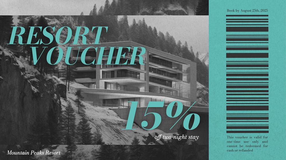 Mountain resort voucher template | Premium Editable Template - rawpixel