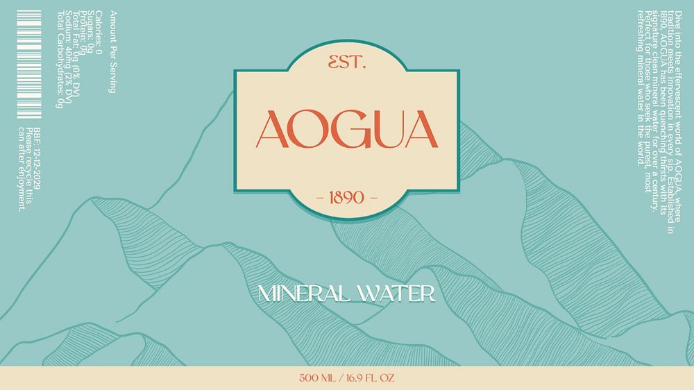 Mineral water label template, editable | Premium Editable Template ...