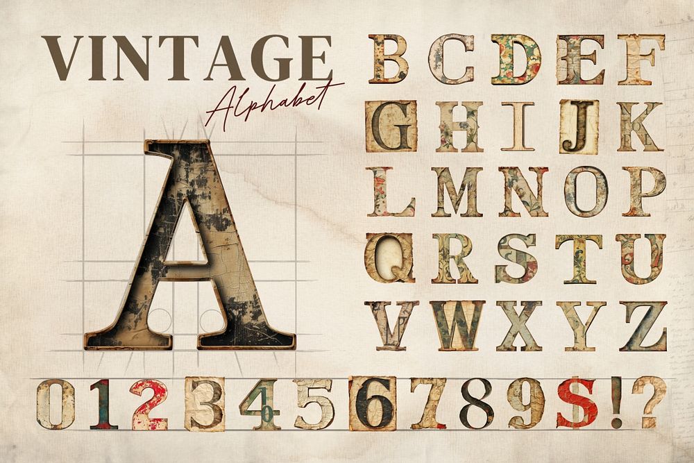 Vintage brown alphabets Pinterest banner | Premium Editable Design ...