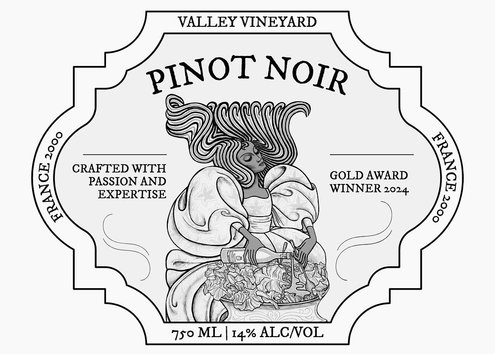 Pinot noir label template, editable | Premium Editable Template - rawpixel