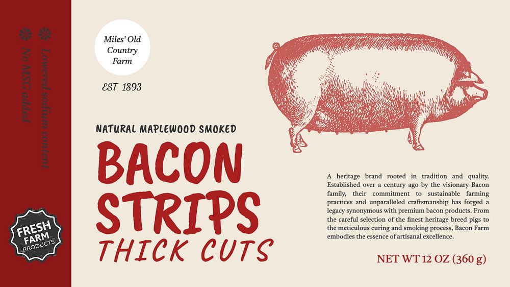 Smoked bacon label template, editable | Premium Editable Template ...