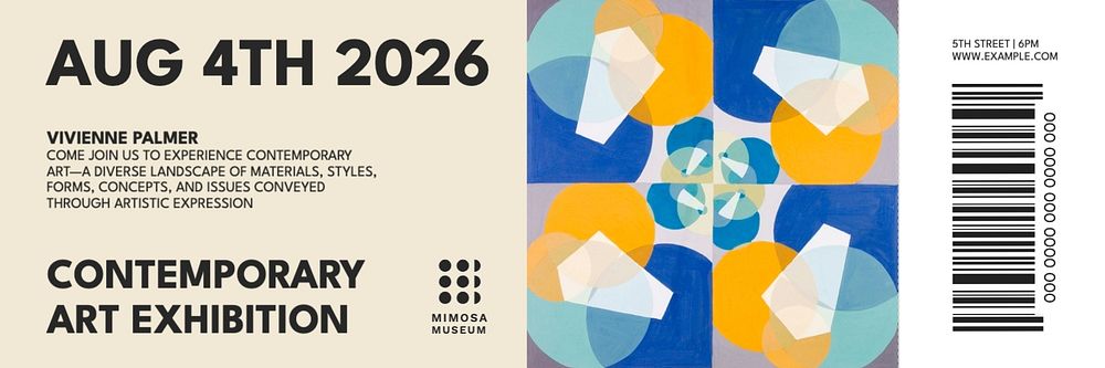 Art exhibition ticket template, editable | Free Editable Template ...