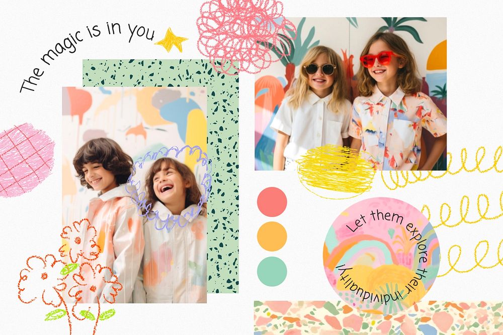 Colorful Kids mood board mockup, | Premium Moodboard Maker - rawpixel