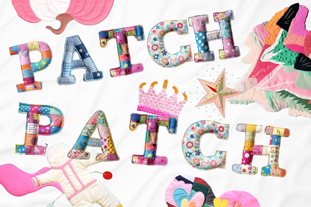 Patchwork quilt magic font | Premium Editable Design - rawpixel