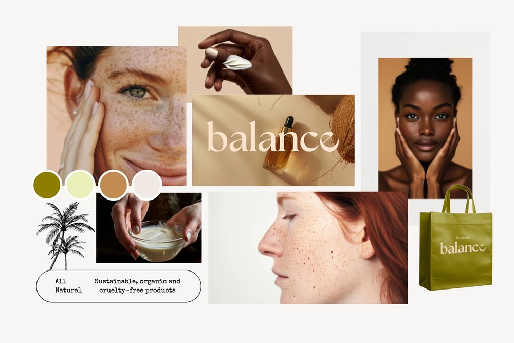 Organic skincare mood board, editable | Premium Moodboard Maker - rawpixel