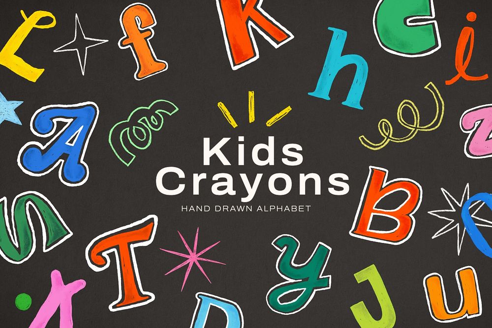 Kids crayon hand drawn alphabet | Premium Editable Design - rawpixel