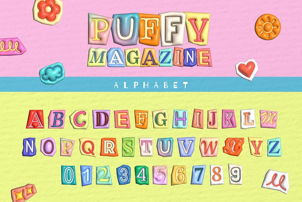 Puffy magazine alphabet Pinterest banner | Premium Editable Design ...