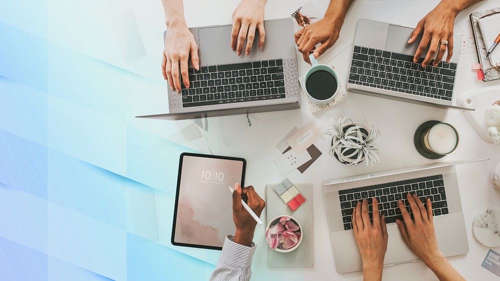 Businesswomen using digital devices work | Premium Editable Design ...