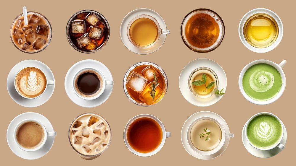 Coffee and tea aerial view | Premium Editable Design - rawpixel