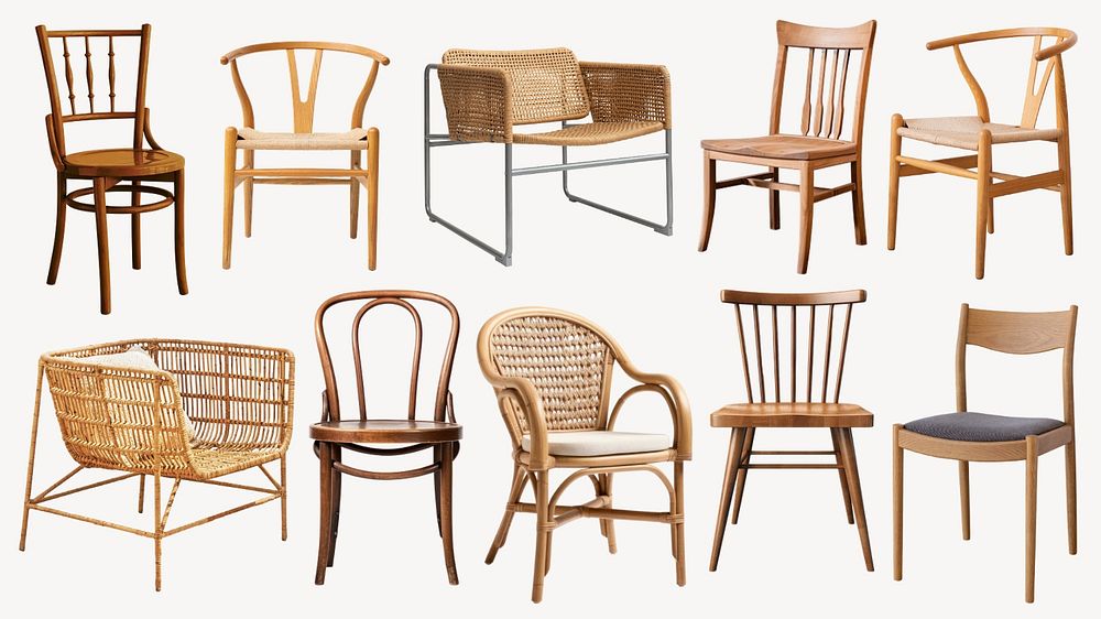 Editable wooden chair set | Premium Editable Design - rawpixel