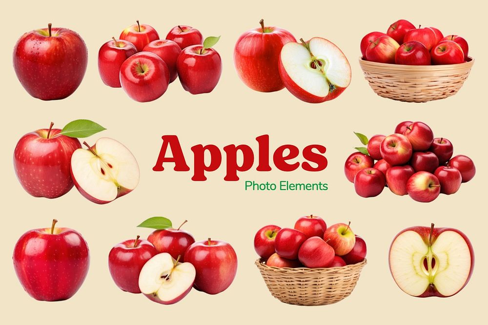 Red apple element set remix | Premium Editable Design - rawpixel