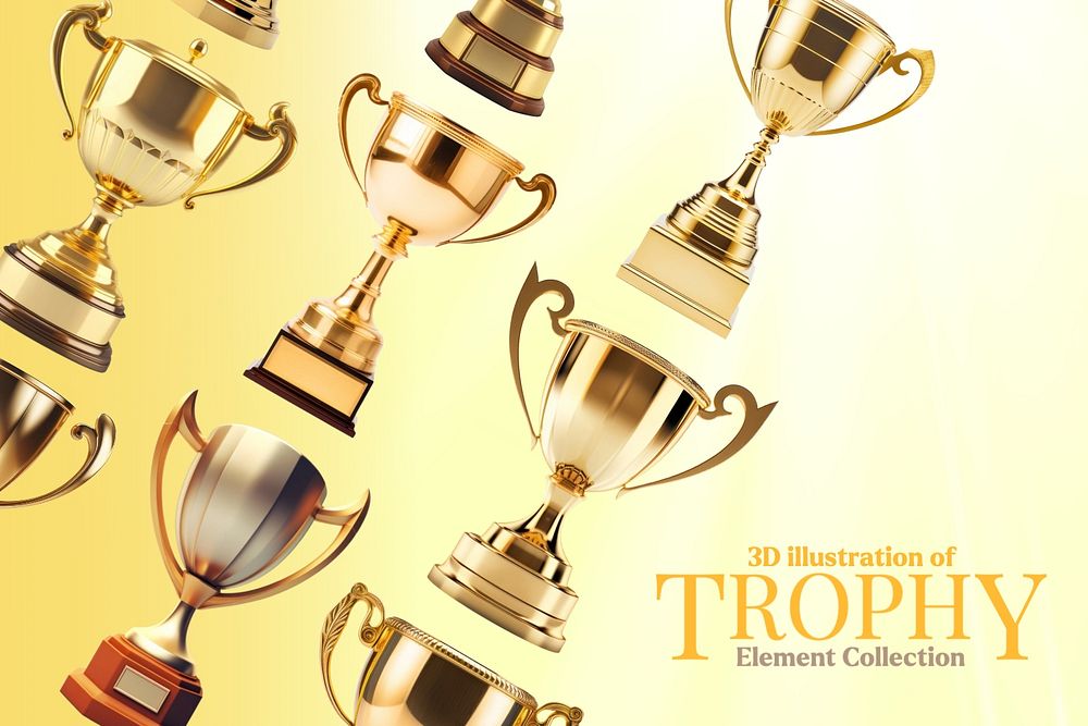 Golden trophy element set remix | Premium Editable Design - rawpixel