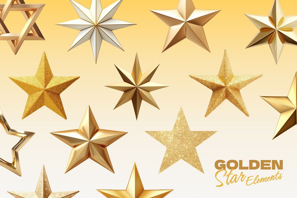 Gold star element set remix | Premium Editable Design - rawpixel